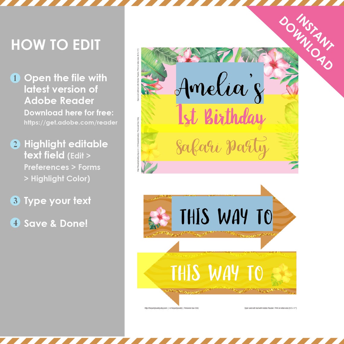 Safari Girls Party Sign Birthday Decoration Jungle Welcome - Etsy Canada