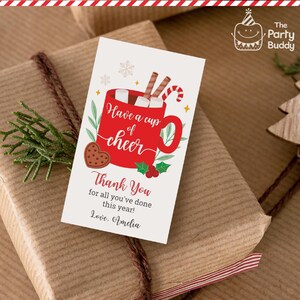 Cup of Cheer Christmas Favor Tag for Teacher | School Holiday Hot Cocoa ...