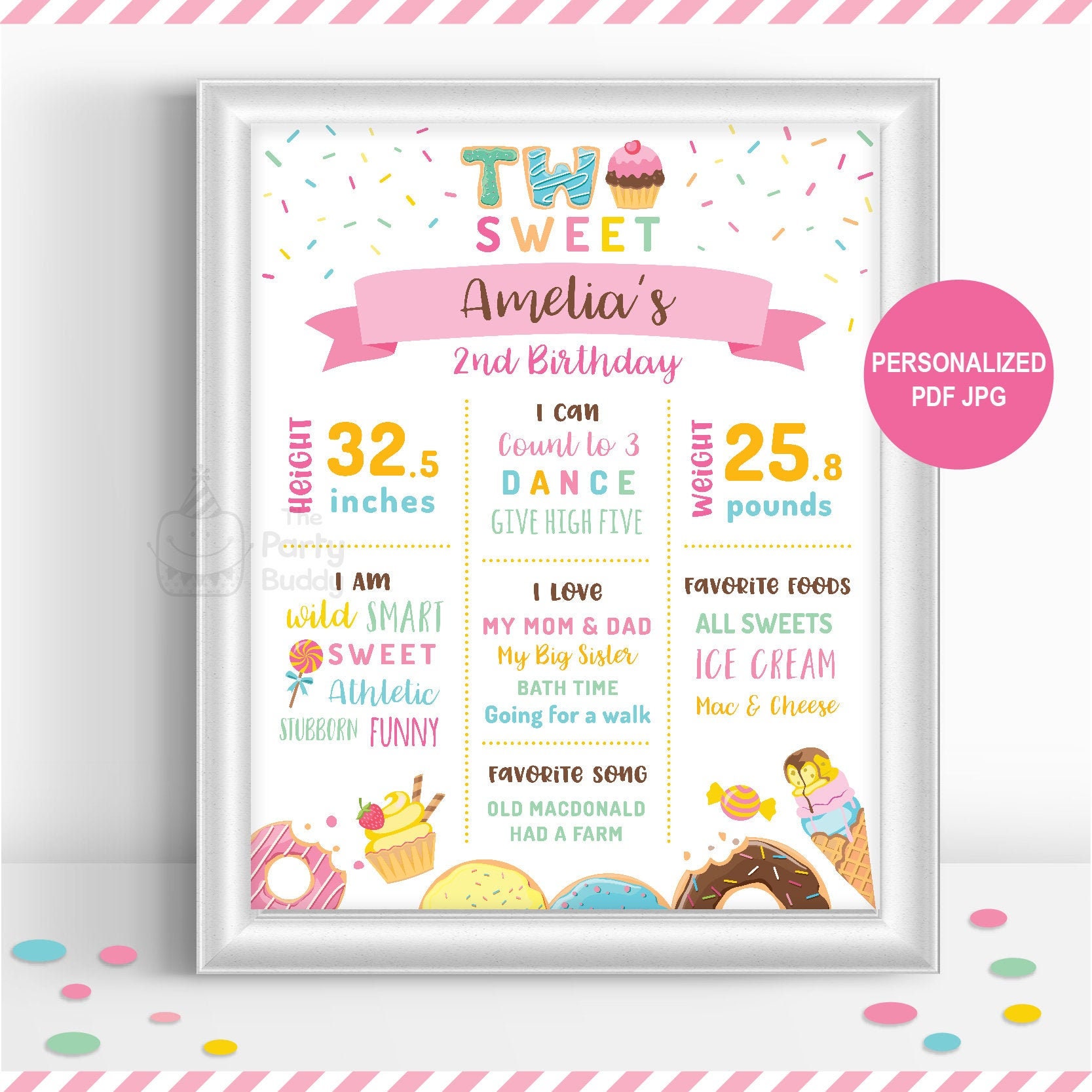 TWO Sweet Girls 2nd Birthday Milestone Board DIGITAL Printable | Etsy