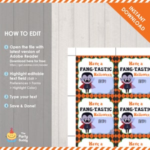 Fangtastic Halloween Favor Tag Instant Download | Boys Vampire Party ...