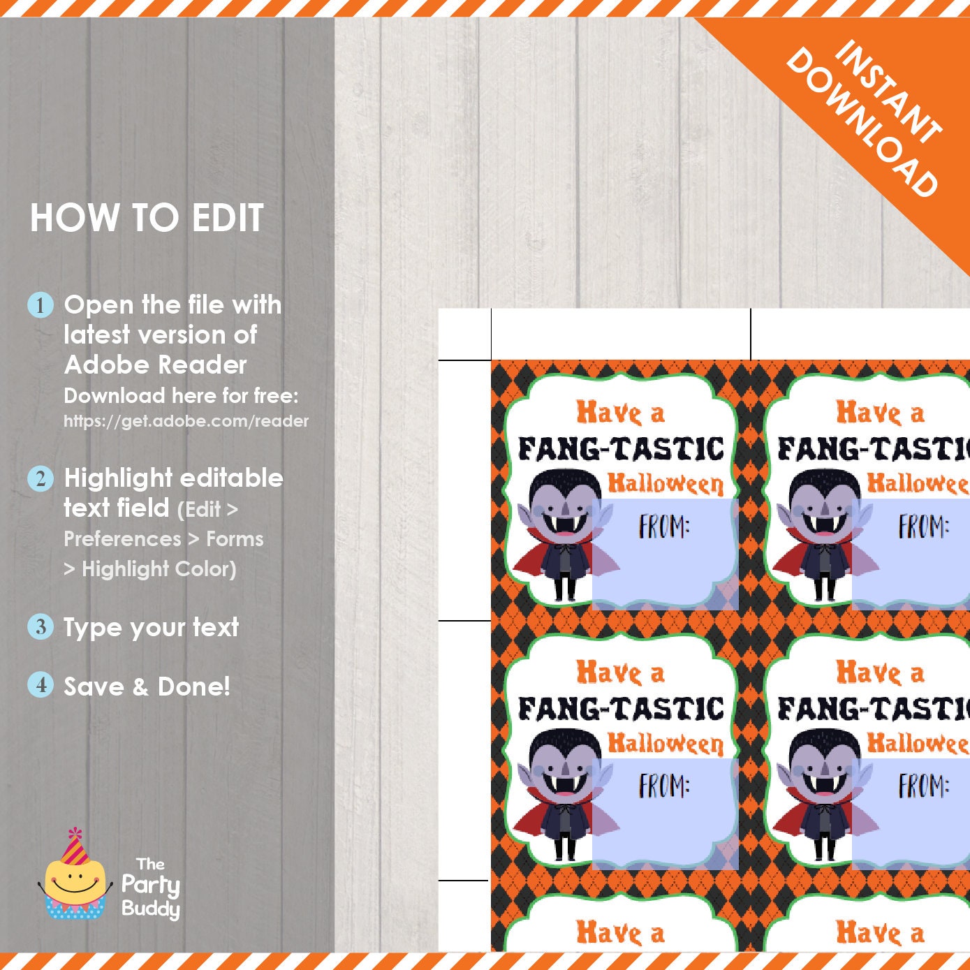 Fangtastic Halloween Favor Tag Instant Download Boys Vampire - Etsy
