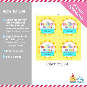 Valentine You Brighten My Day Tag Printable | Kids Valentines Favor ...