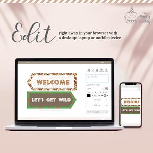 Editable Safari Animal Party Signs Decoration | Jungle Birthday Welcome ...