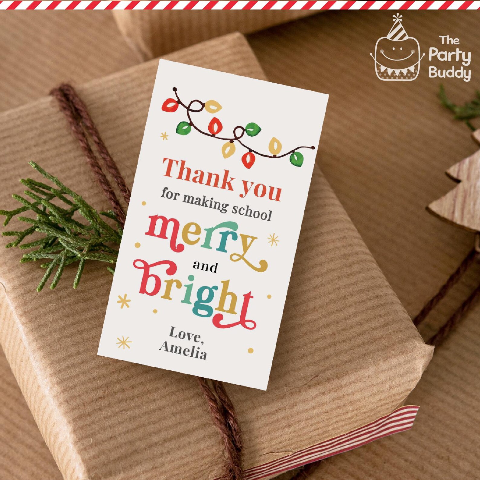 School Merry and Bright Christmas Favor Tag Teacher Holiday Gift Thank ...