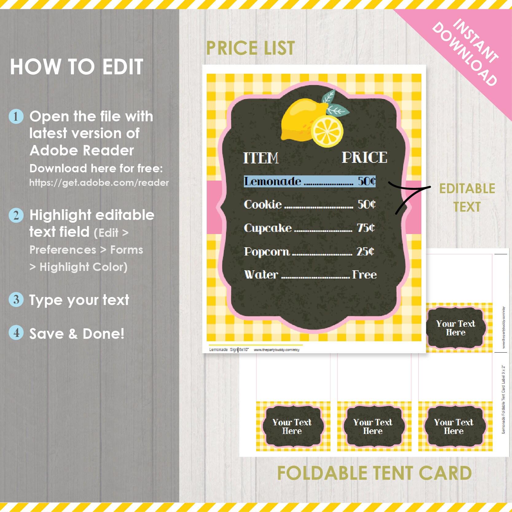 Pink Lemonade Stand Printable Kit Sunshine Party Decor - Etsy