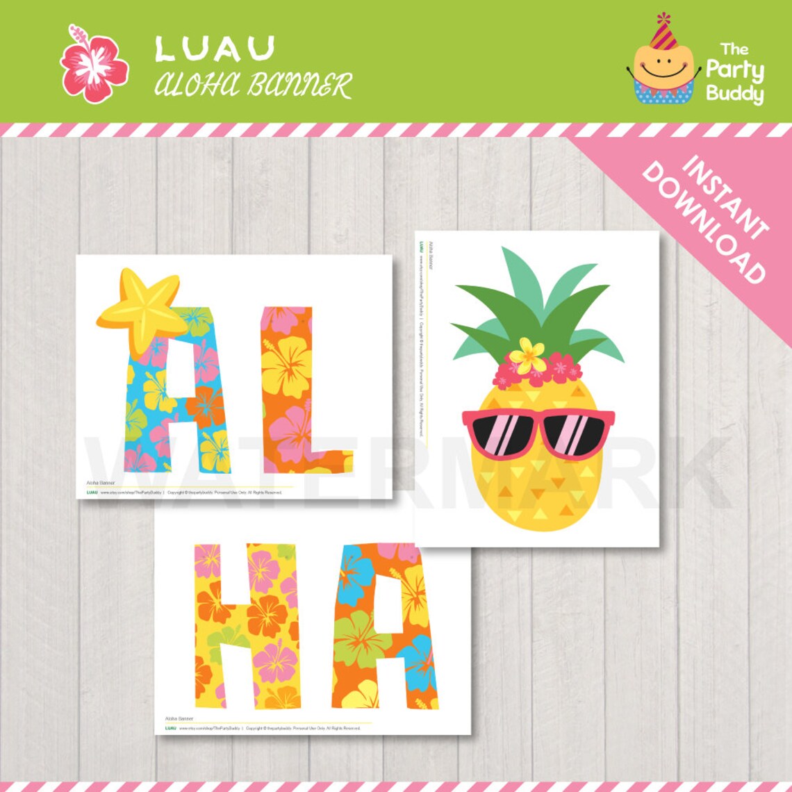 Aloha Party Banner DIY Digital Printable PDF Hawaiian Luau - Etsy