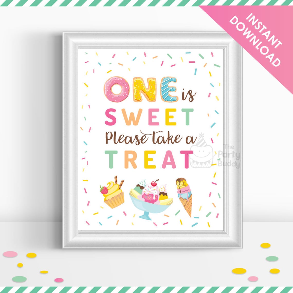 One is Sweet Take a Treat 8x10 Party Sign Ice Cream Sundae | Etsy