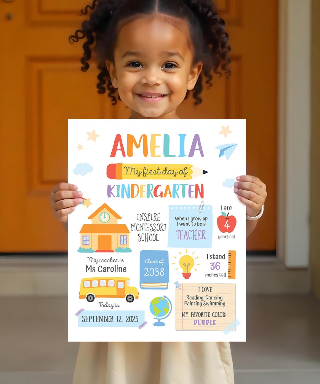 First Day of School Printable Sign Editable | Girl Boy Kindergarten ...