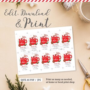 Cup of Cheer Christmas Favor Tag for Teacher | School Holiday Hot Cocoa ...