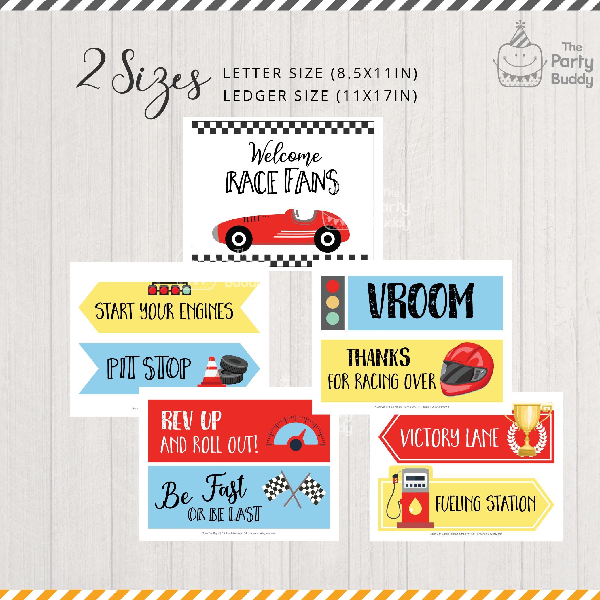 Editable Red Race Car Party Signs Decoration | Racing Birthday Welcome ...