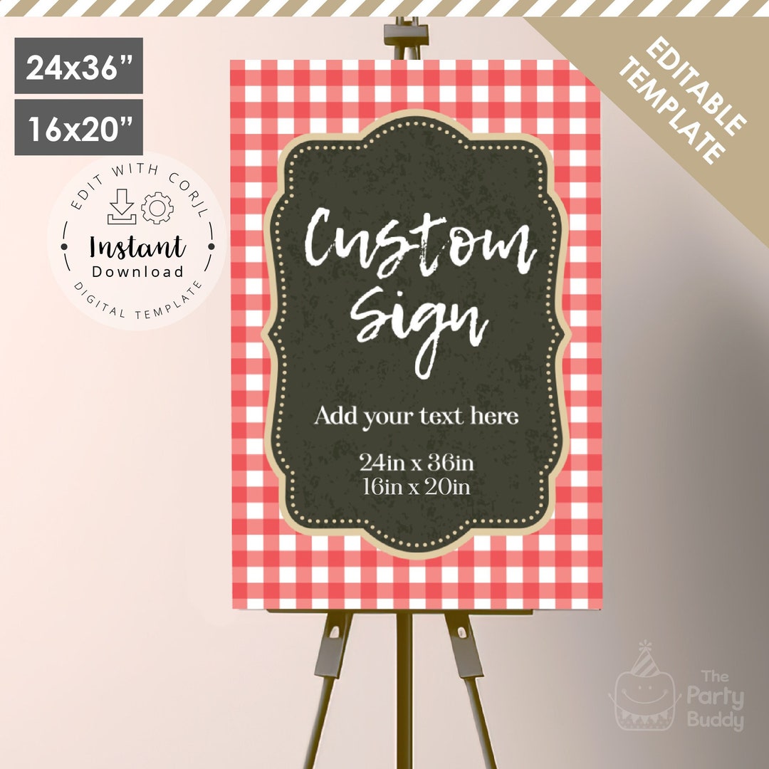 Editable Farm Party Large Poster Sign 24x36, 16x20 | Garden Picnic BBQ ...