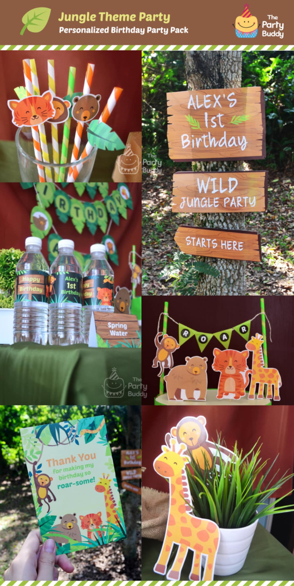 Jungle Safari Wild Animal Birthday Party Pack Boys Girls | Etsy