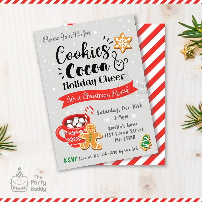 Cookies Cocoa and Holiday Cheer Invitation Christmas Winter - Etsy
