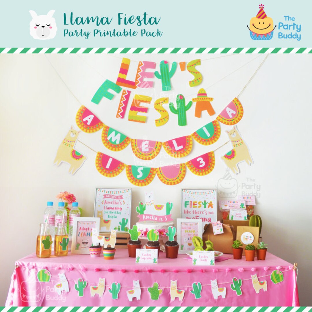 Llama Fiesta Party Pack | Girls Llama Cactus Alpaca Birthday Decoration ...