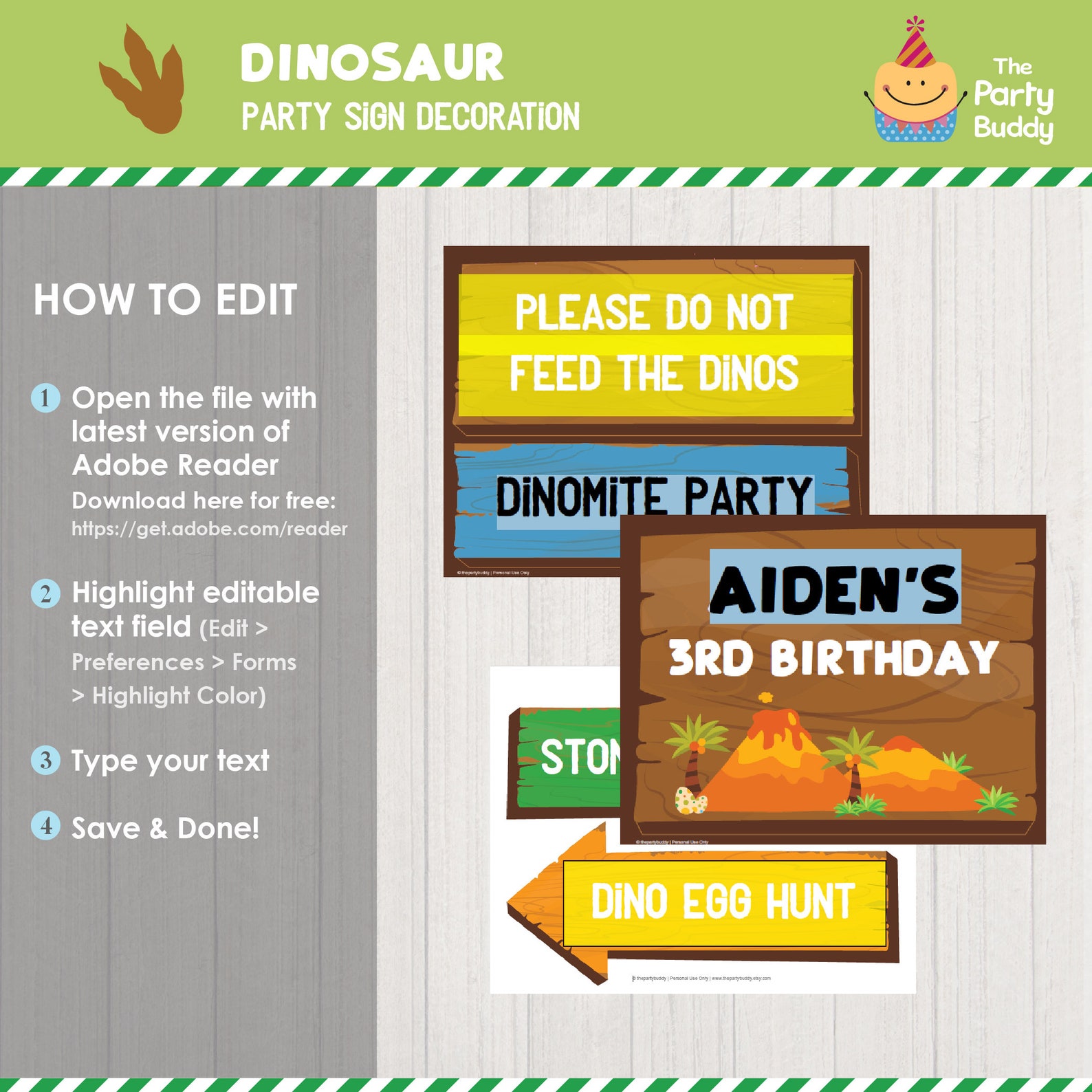 Dinosaur Party Signs Birthday Decoration Dinomite Roar Welcome Signage ...