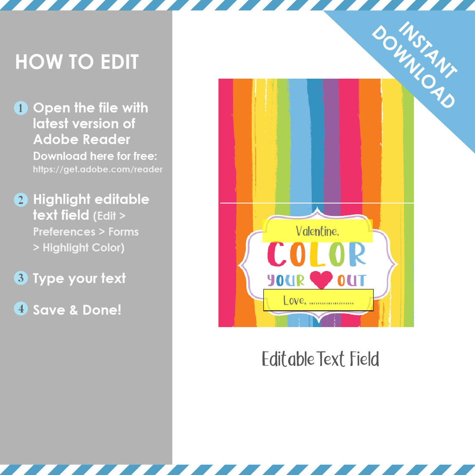 Valentine Color Your Heart Out Bag Topper Printable | Kids Valentines ...