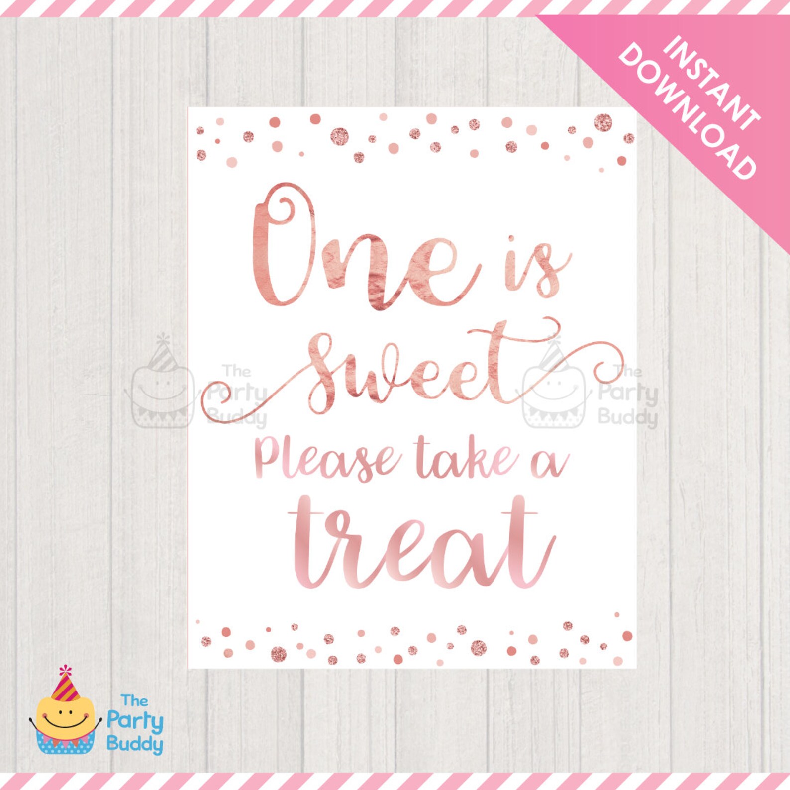 ONE is Sweet Take a Treat 8x10 Poster Rose Gold | Girls 1st Birthday ...