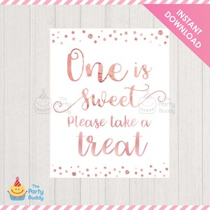 ONE is Sweet Take a Treat 8x10 Poster Rose Gold | Girls 1st Birthday ...