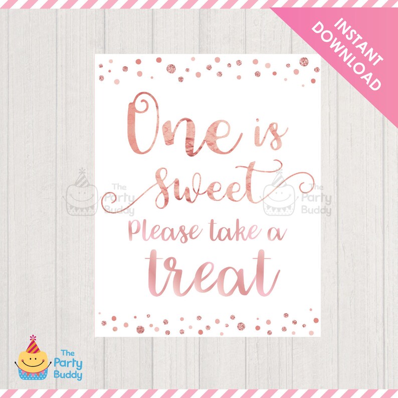 ONE is Sweet Take a Treat 8x10 Poster Rose Gold Girls 1st - Etsy