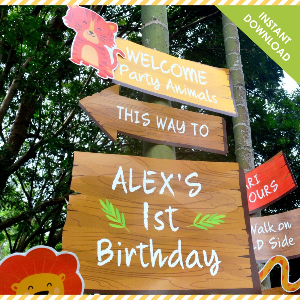 Safari Party Sign Birthday Decoration Jungle Party Welcome - Etsy Australia