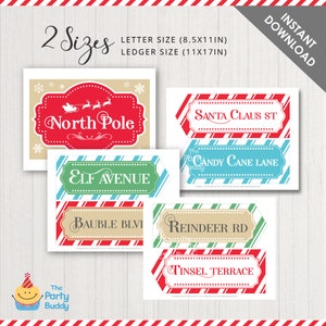 Christmas Street Signs Printable Decor | North Pole Santa Claus ...