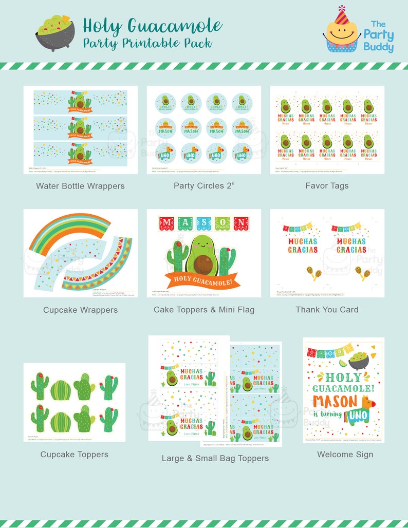 Holy Guacamole Fiesta Party Pack | Avocado Cactus Birthday Decoration ...