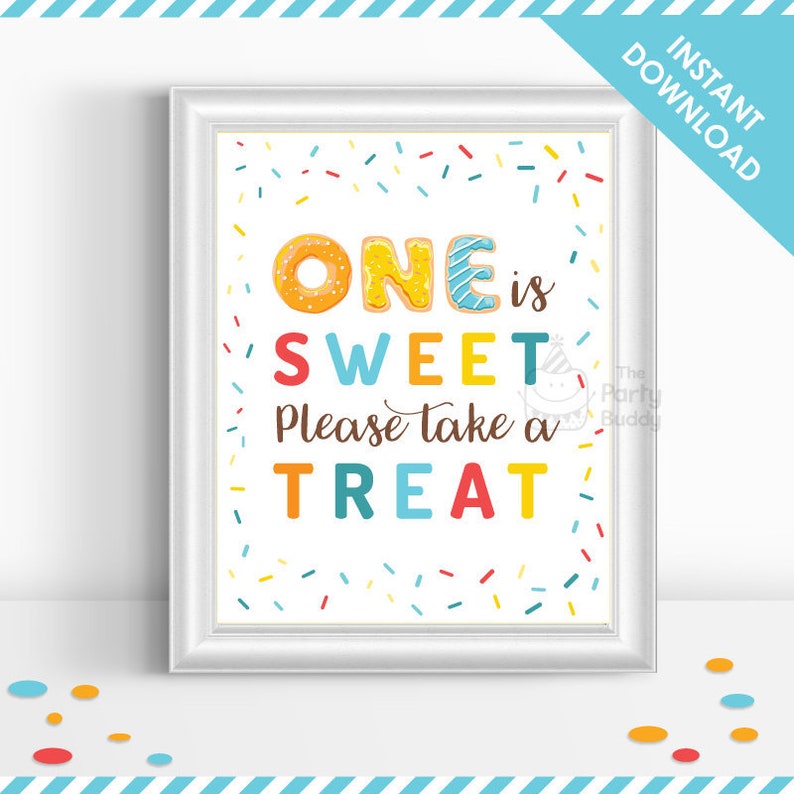 One is Sweet Take a Treat 8x10 Party Sign | Boys 1st Birthday | Donut ...