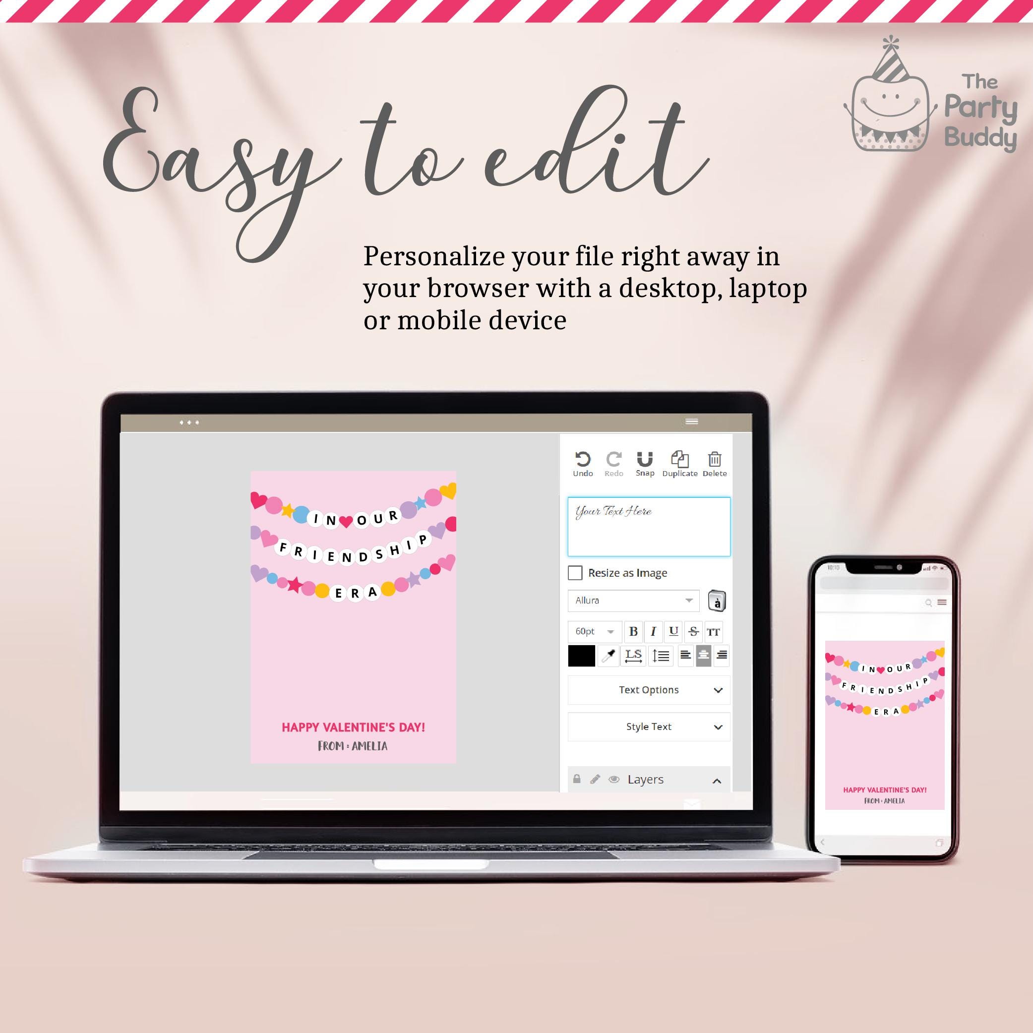 Valentine Card Friendship Era Bracelet Gift Printable | Classroom ...
