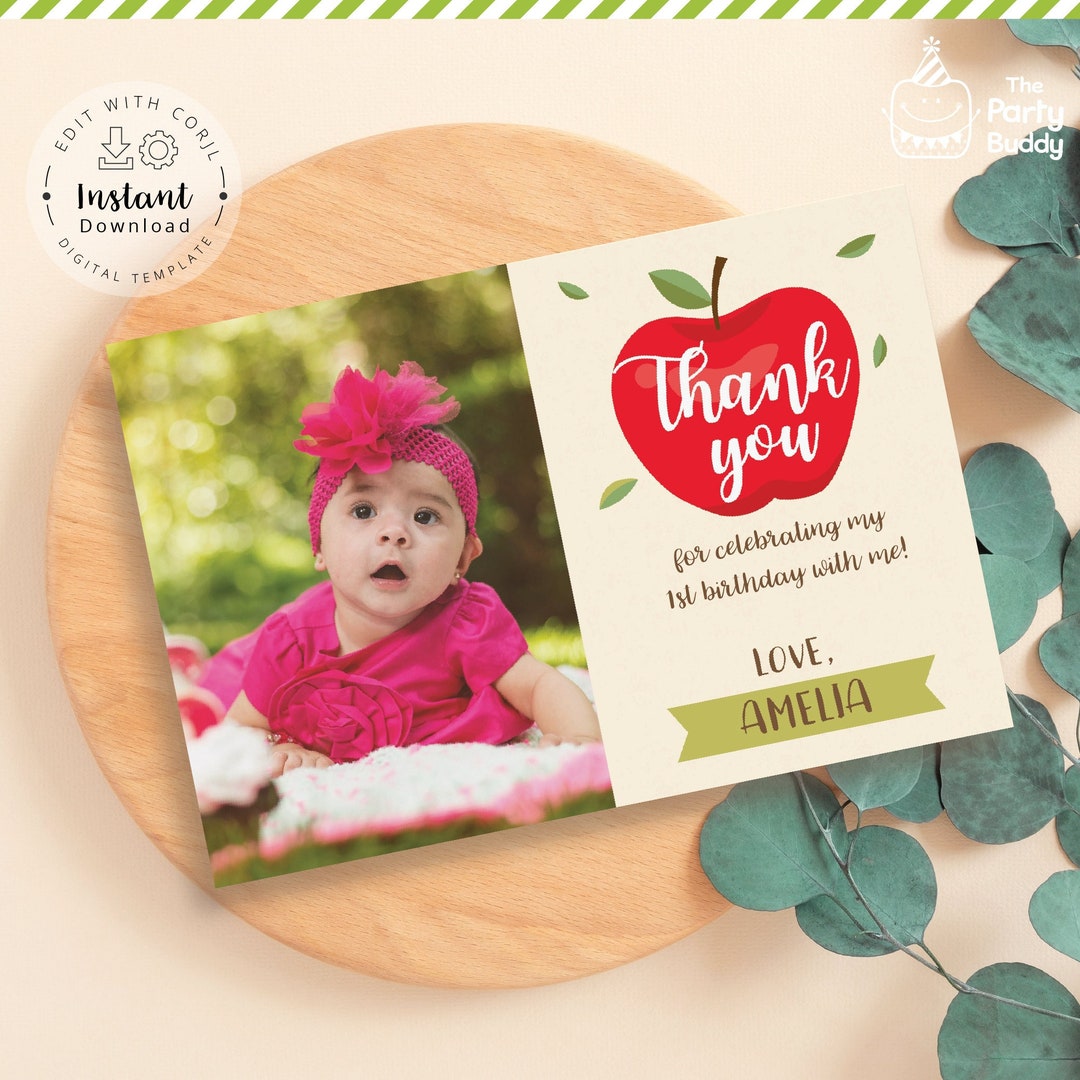 Editable Apple Thank You Card Photo Printable | Apple of Our Eye ...