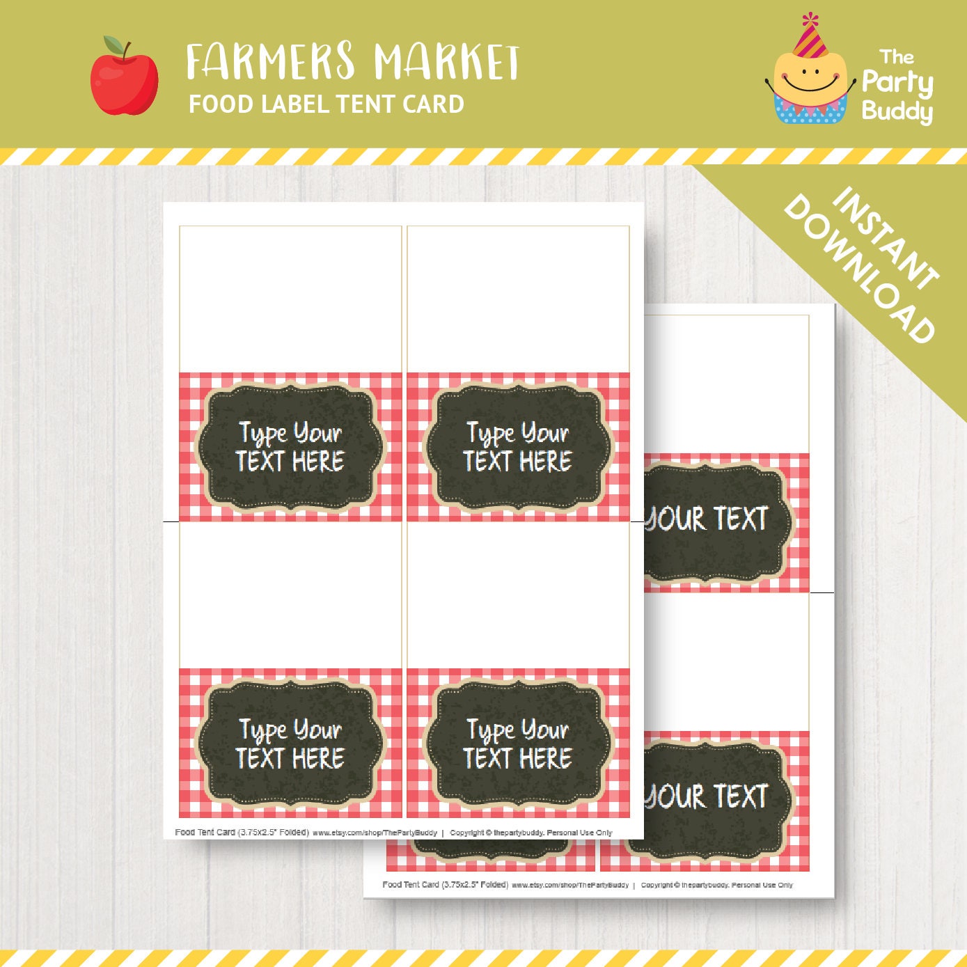 Farmers Market Food Tent Card EDITABLE Text | Farm Party Buffet Label ...