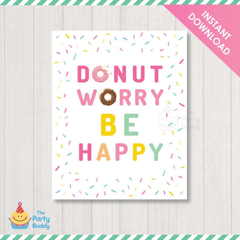 Donut Worry Be Happy 8x10 Party Sign Girls Sweet Birthday - Etsy