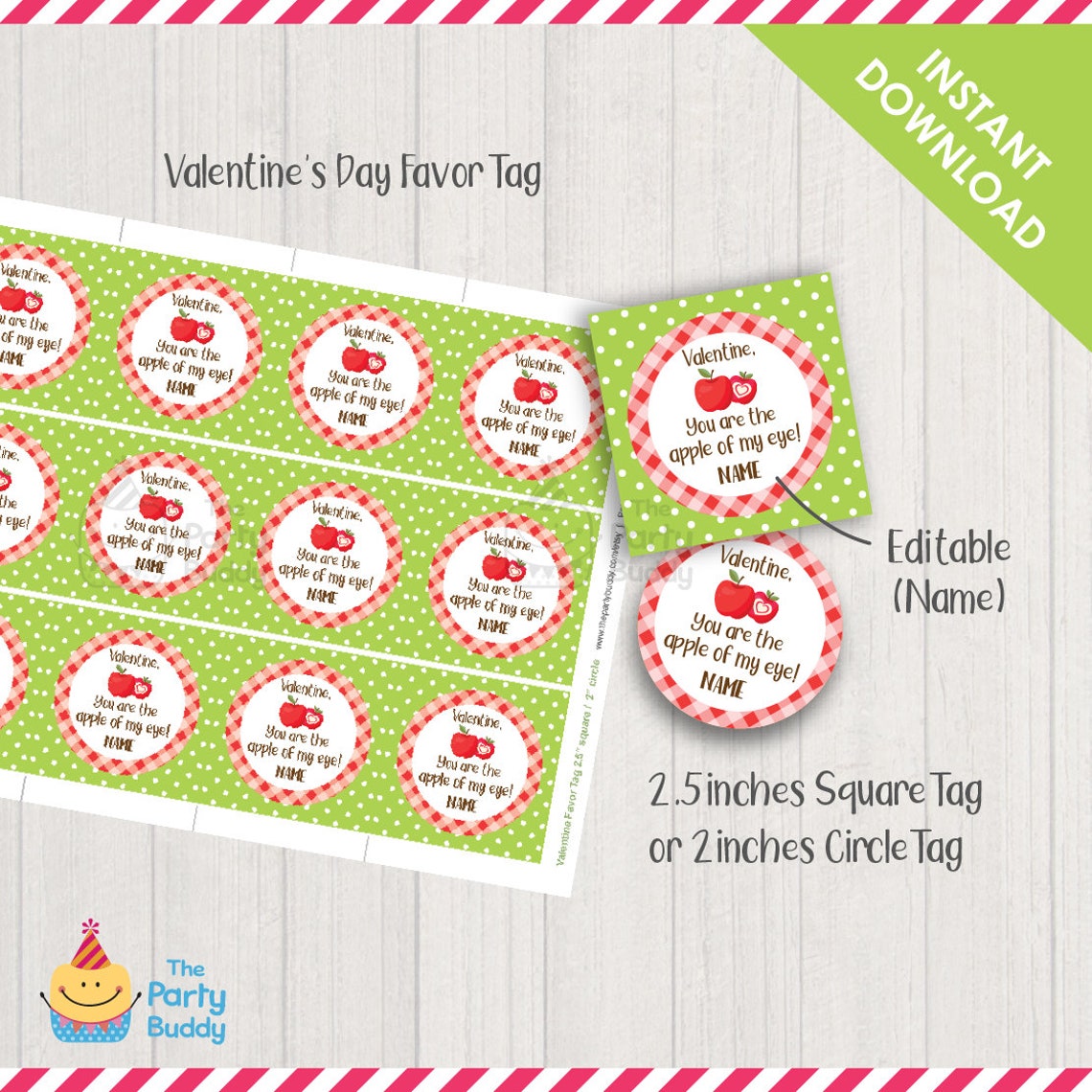 Apple of My Eye Favor Tag Printable | Kids Classroom Valentine Treat ...
