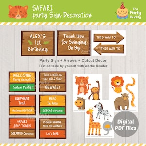 Safari Party Sign Birthday Decoration | Jungle Party Welcome Signage ...