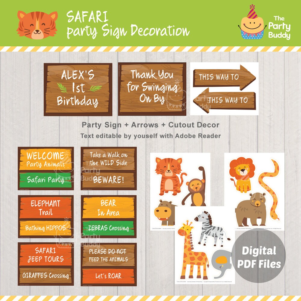 Safari Party Sign Birthday Decoration Jungle Party Welcome - Etsy Australia