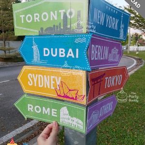 Vintage Travel City Signs Decoration | World Journey Destination ...