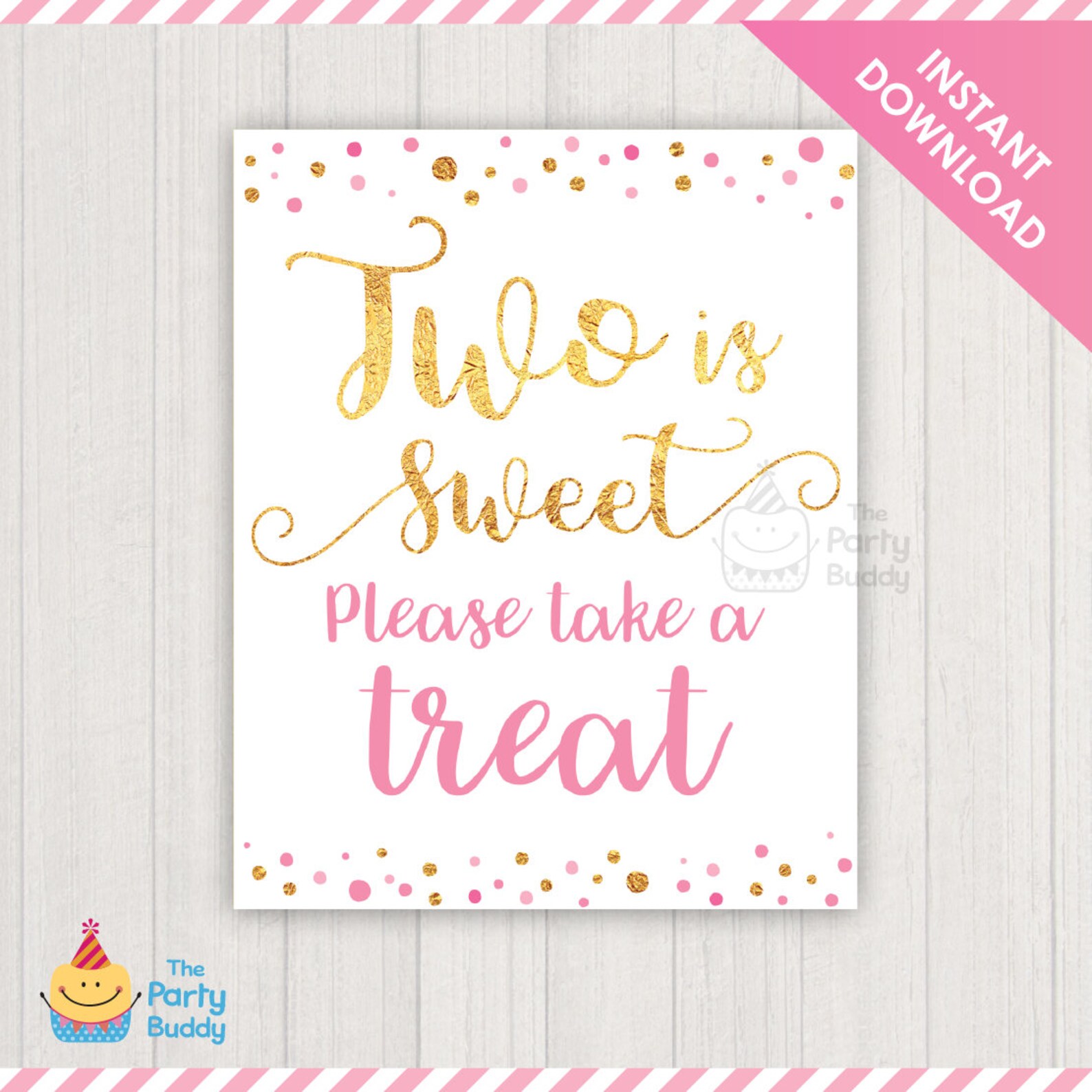 TWO is Sweet Take a Treat 8x10 Poster Sign Pink Gold Girls - Etsy