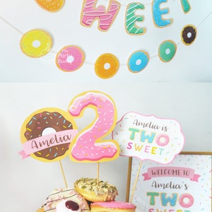 Two Sweet Party Printable Bundle Pack | Donut Party Kit Sweetie Girls ...