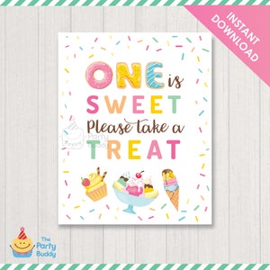 One is Sweet Take a Treat 8x10 Party Sign | Ice Cream Sundae Candy ...