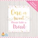 ONE is Sweet Take a Treat 8x10 Poster Pink Gold Girls 1st - Etsy
