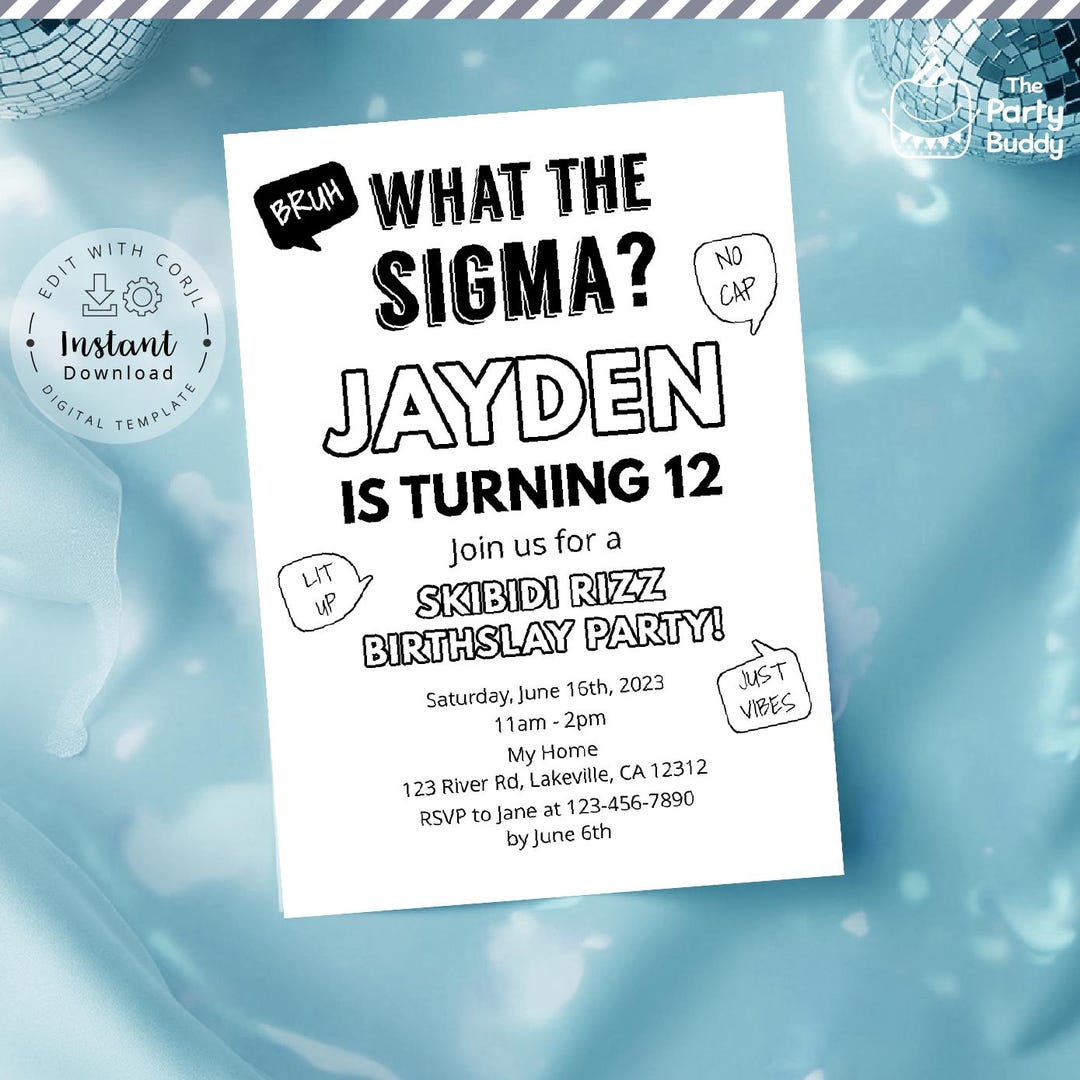 Teenager Slang Birthday Invitation | What the Sigma | Gen Alpha ...