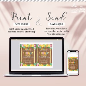 Editable Hawaiian Luau Invitation | Summer Birthday Colorful Pool Party ...