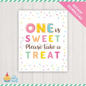 One is Sweet Take a Treat 8x10 Party Sign | Girls First Birthday Party ...