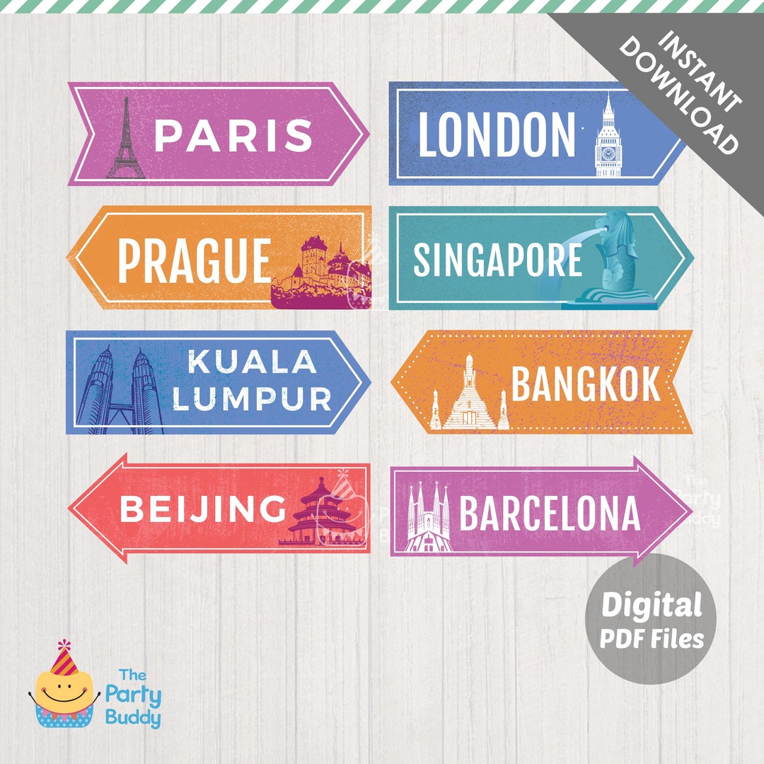 Travel City Signs Decoration | World Journey Destination Direction ...