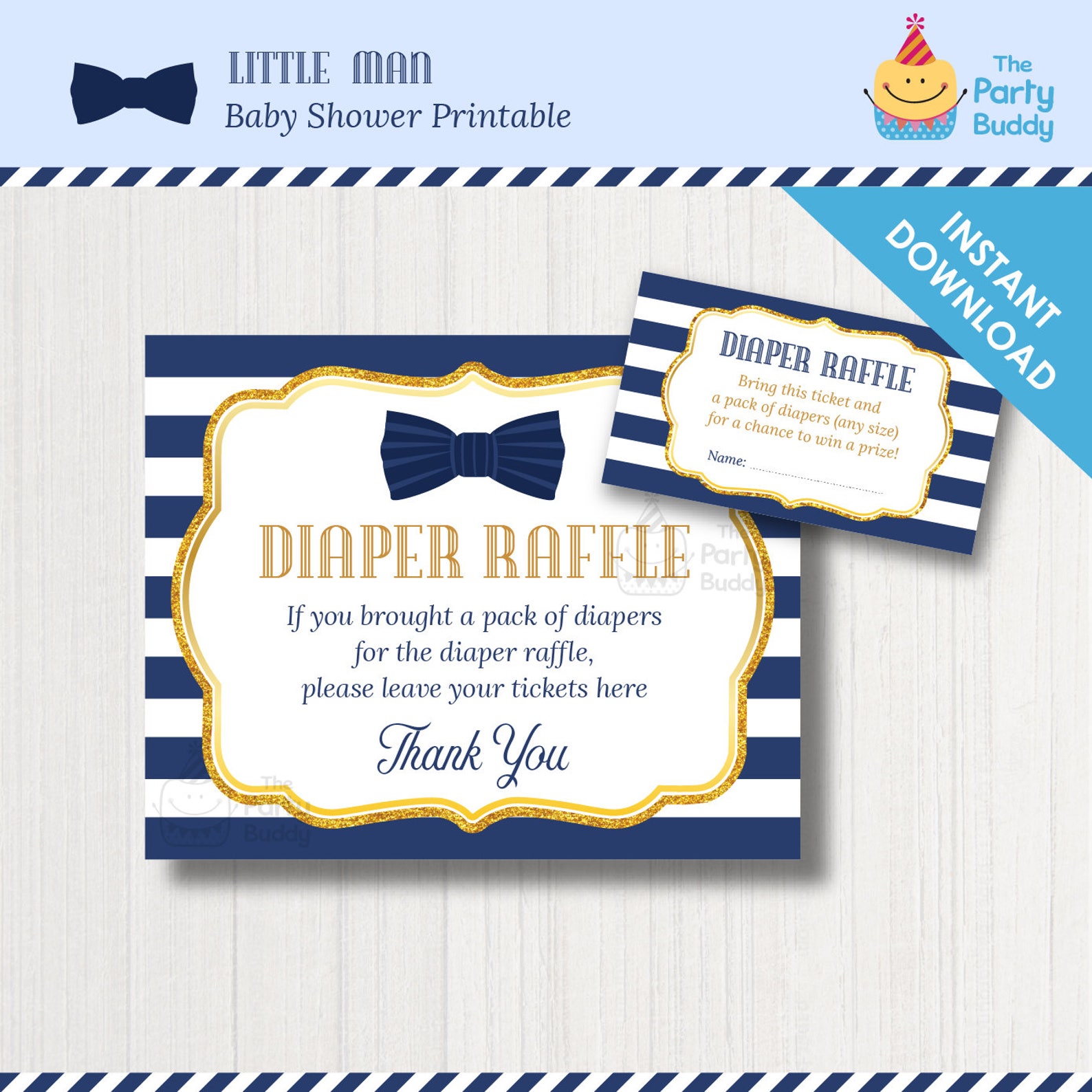Little Man Diaper Raffle Ticket Card & Poster Sign Navy Blue - Etsy