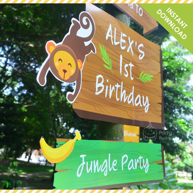 Monkey Jungle Party Welcome Sign Text EDITABLE Yourself Go - Etsy Canada