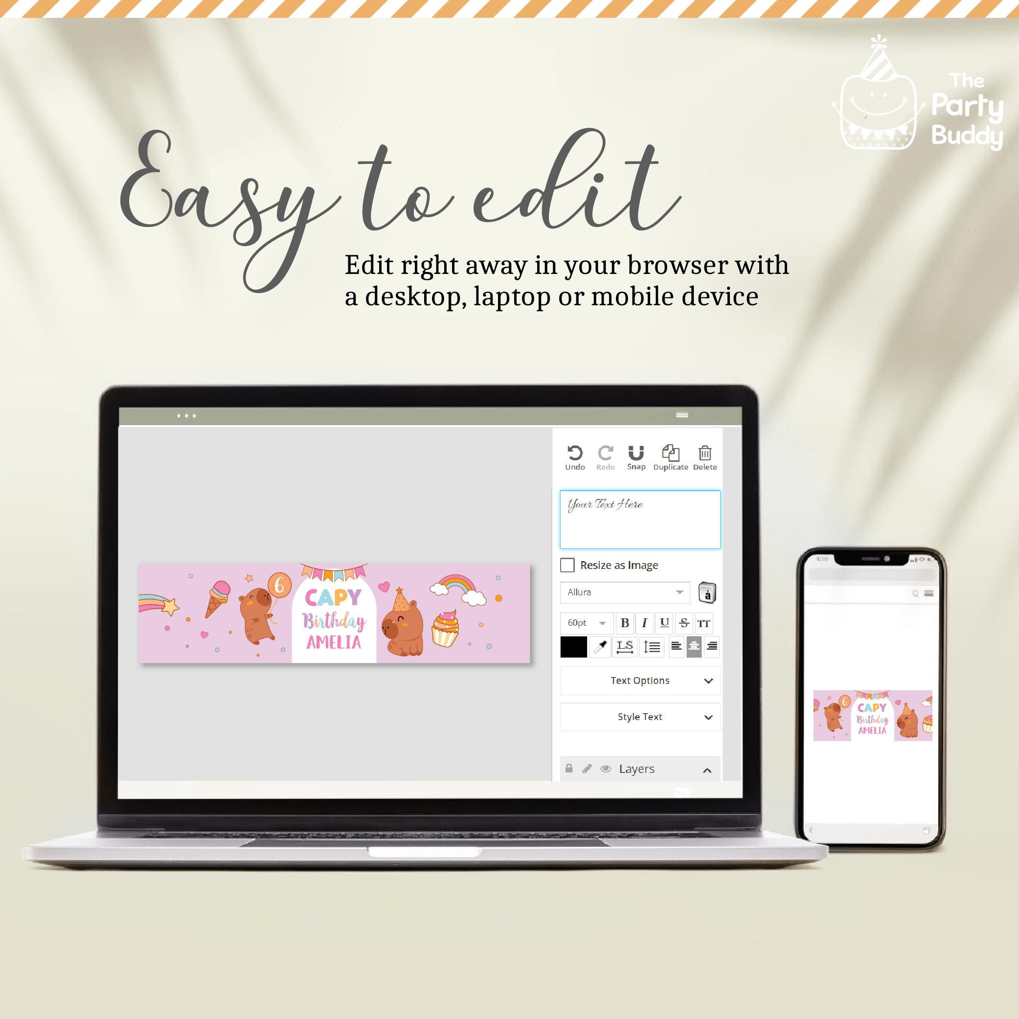 Capybara Bottle Label Girl Capy Birthday Bottle Wrapper Printable ...