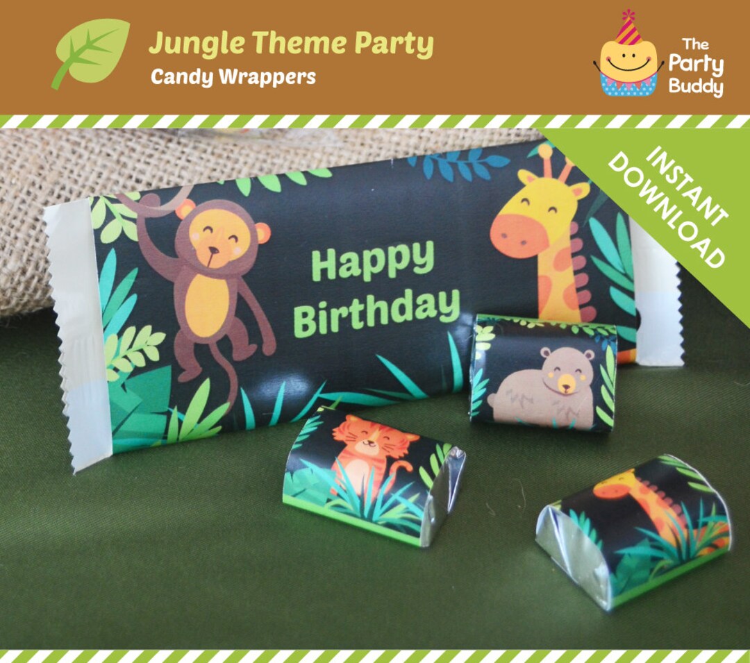 Chocolate Bar & Mini Candy Wrappers | INSTANT DOWNLOAD | Jungle Zoo ...