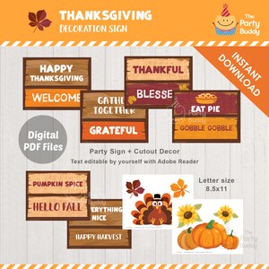 Thanksgiving Party Sign Decoration | Give Thanks Fall Pumpkin Welcome ...