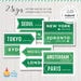 Editable International City Signs Decor | Travel Party Destination ...