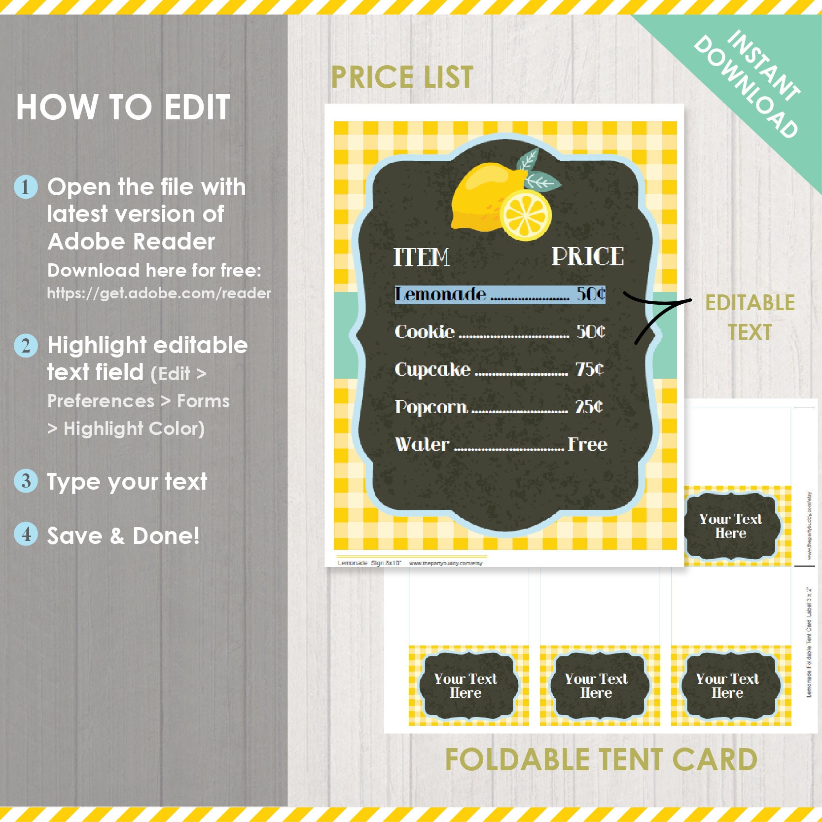 Lemonade Stand Printable Kit Sunshine Party Decor INSTANT | Etsy